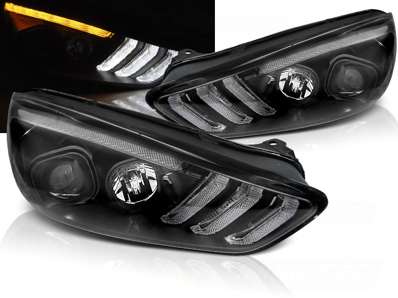 Scheinwerfer DRL LED Tagfahrlicht fur Ford Focus 3 Bj. 15 18 Schwarz mit dynamischem Blinker Bj. 2015 2018 Focus MK3 Ford Scheinwerfer AK Tuning