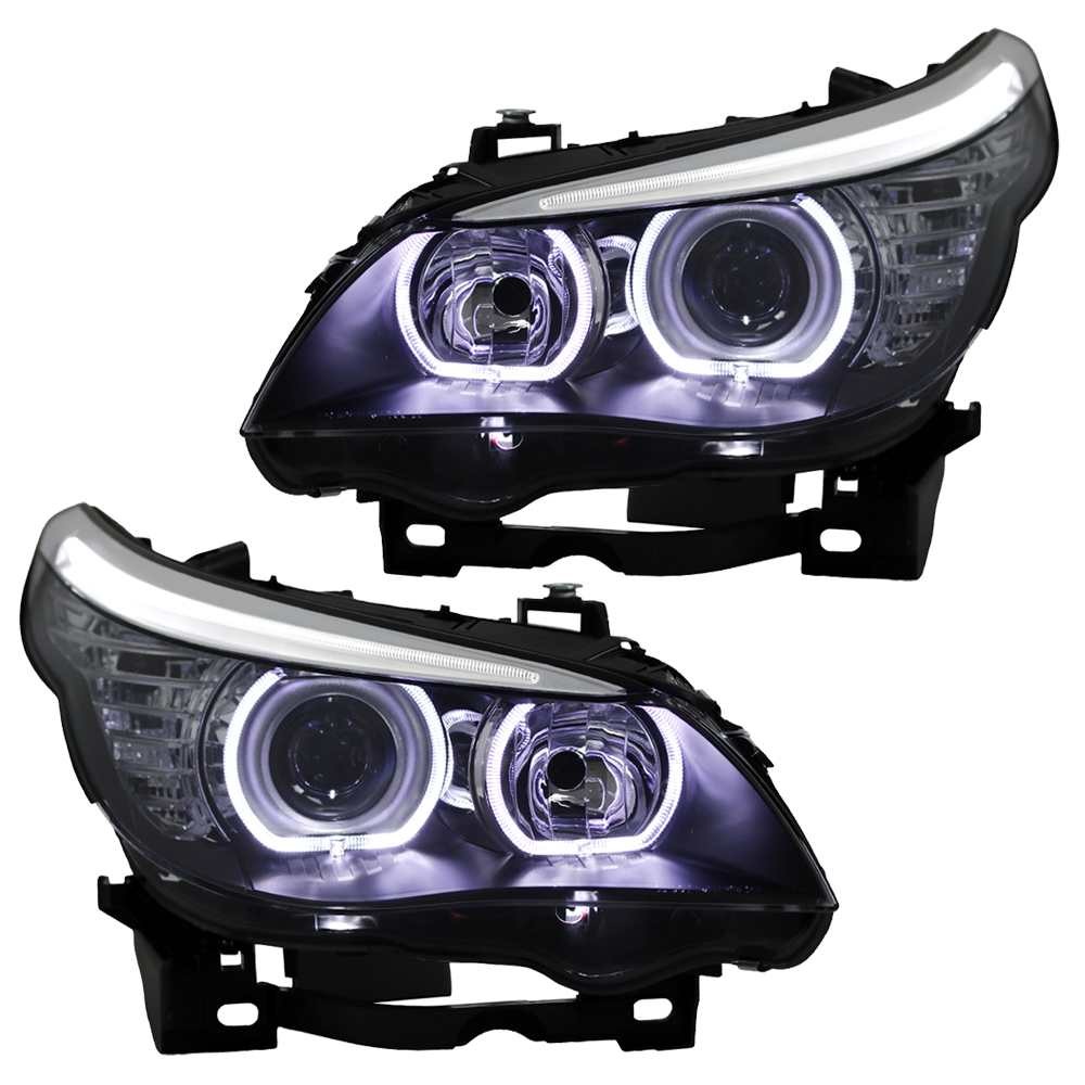 Scheinwerfer LED Angel Eyes für BMW 5er E60 E61 Bj. 03-07 Schwarz | 5er E60 E61 | BMW ...